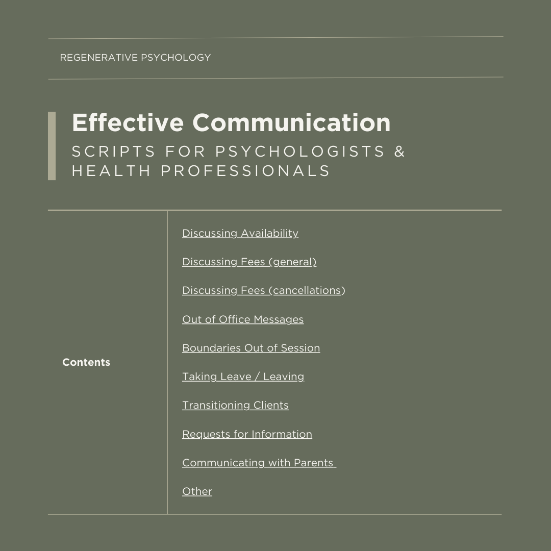 Communication Scripts - Regenerative Psychology Professionals